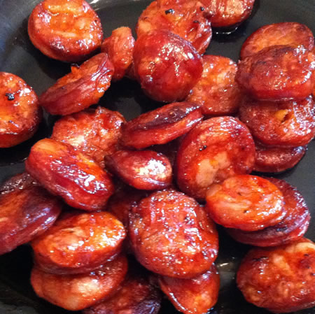 Pan Fried Chorizo - Time for a coffee